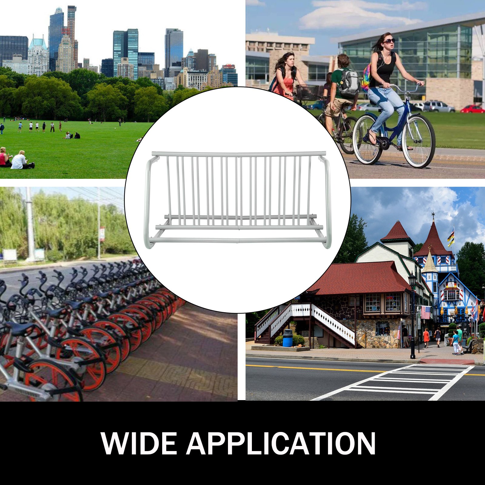 VEVOR 10 Holders Floor Bike Rack, 59" Length All-Steel Grid Bike Rack ...