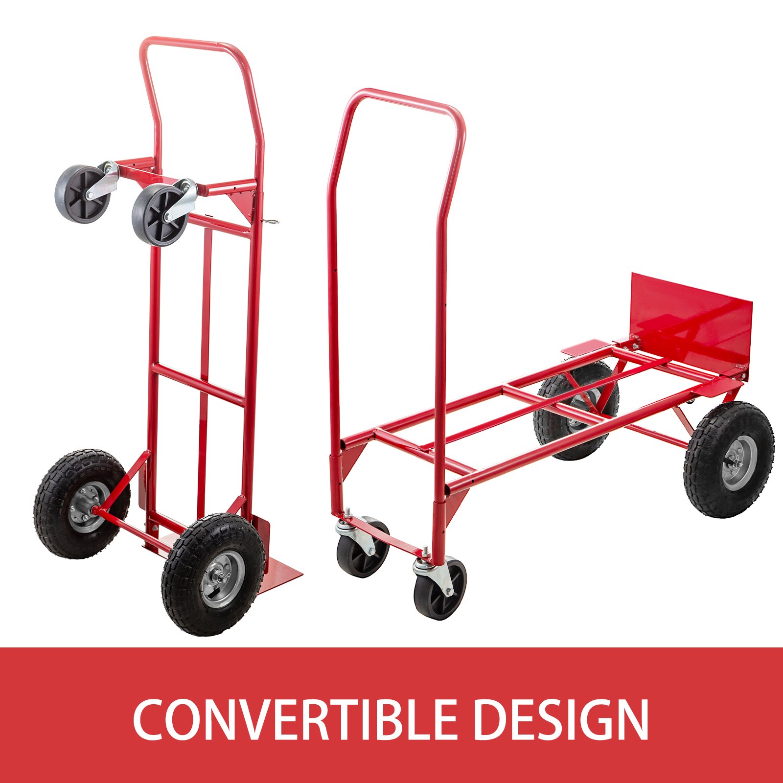 Hand Truck Convertible Dolly 200lb/300lb with 10inch PneumaticWheels in ...