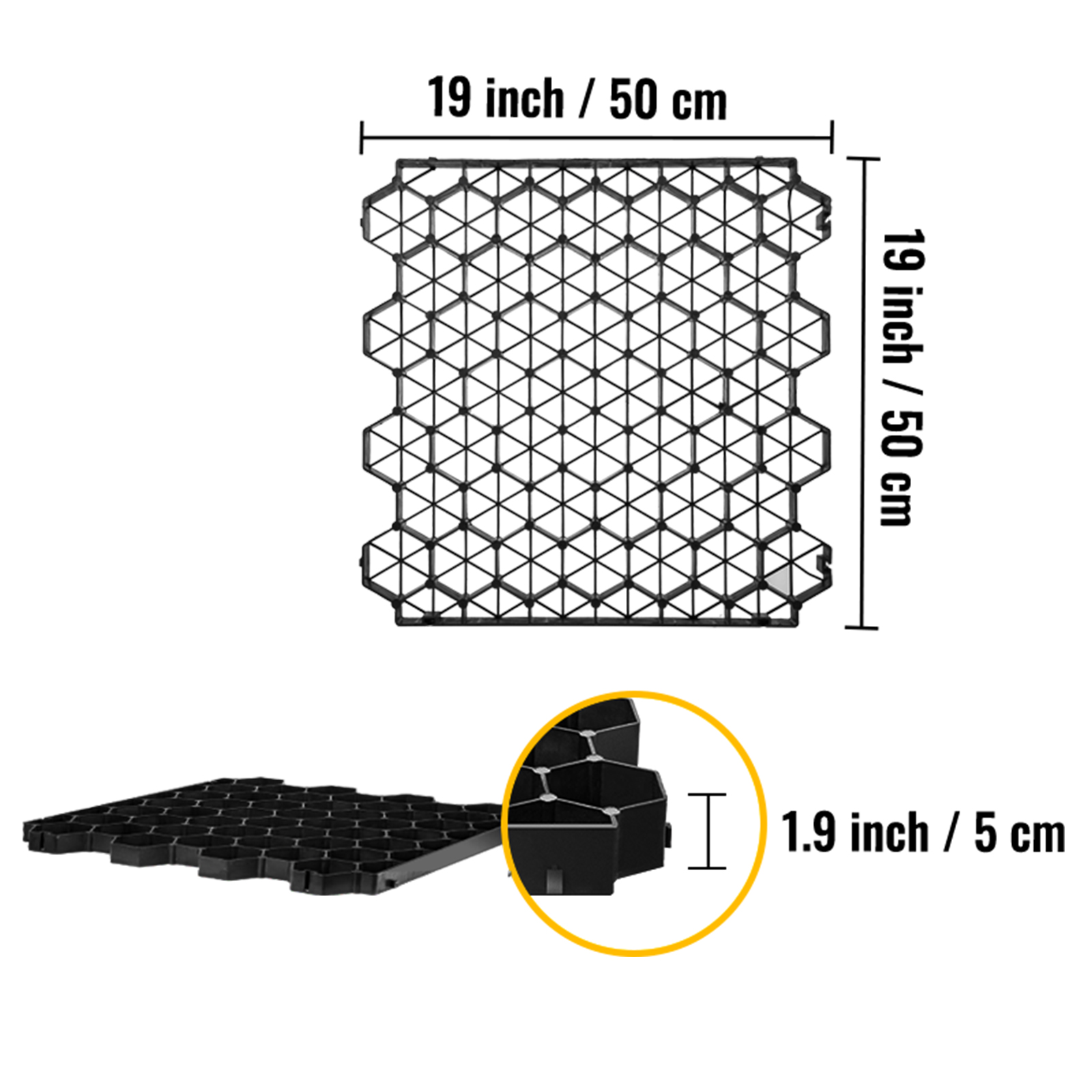 VEVOR Permeable Pavers 1.9" Depth Gravel Driveway Grid Flat-Interlocked ...