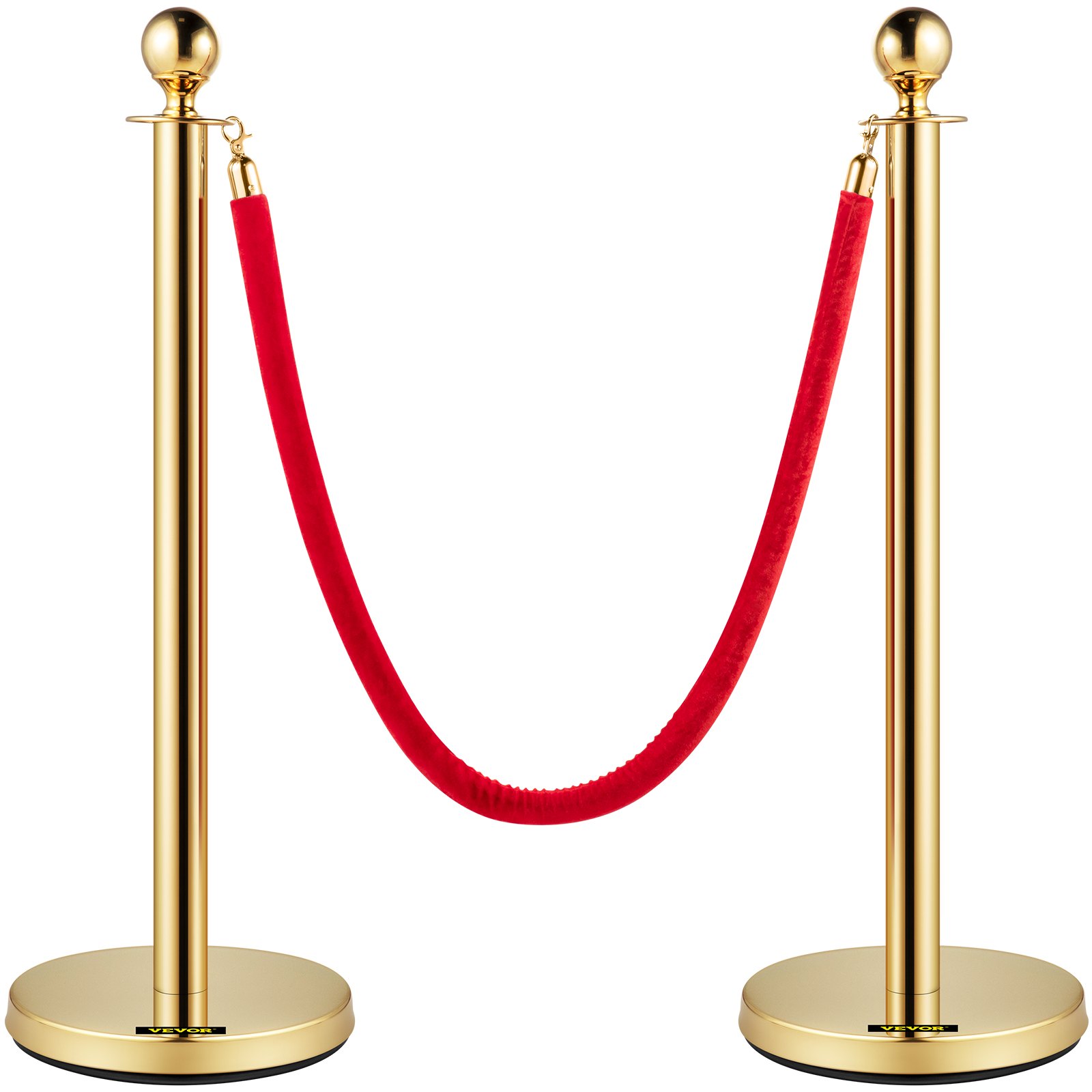 VEVOR Velvet Ropes and Posts Gold Stanchion 5ft/1.5m Crowd Control ...