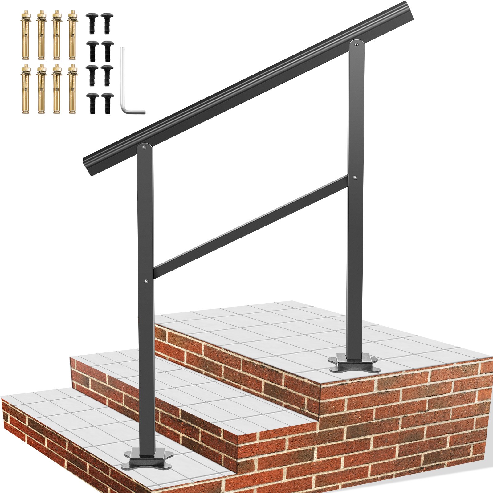VEVOR Outdoor Handrail 165LBS Load Handrail Outdoor Stairs Aluminum ...