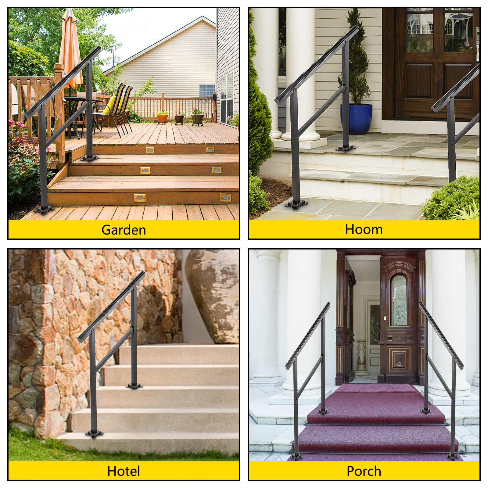 VEVOR Outdoor Handrail 165LBS Load Handrail Outdoor Stairs Aluminum ...