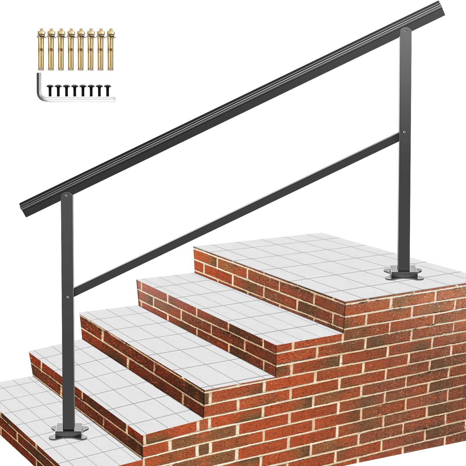 VEVOR Outdoor Handrail 165LBS Load Handrail Outdoor Stairs Aluminum ...