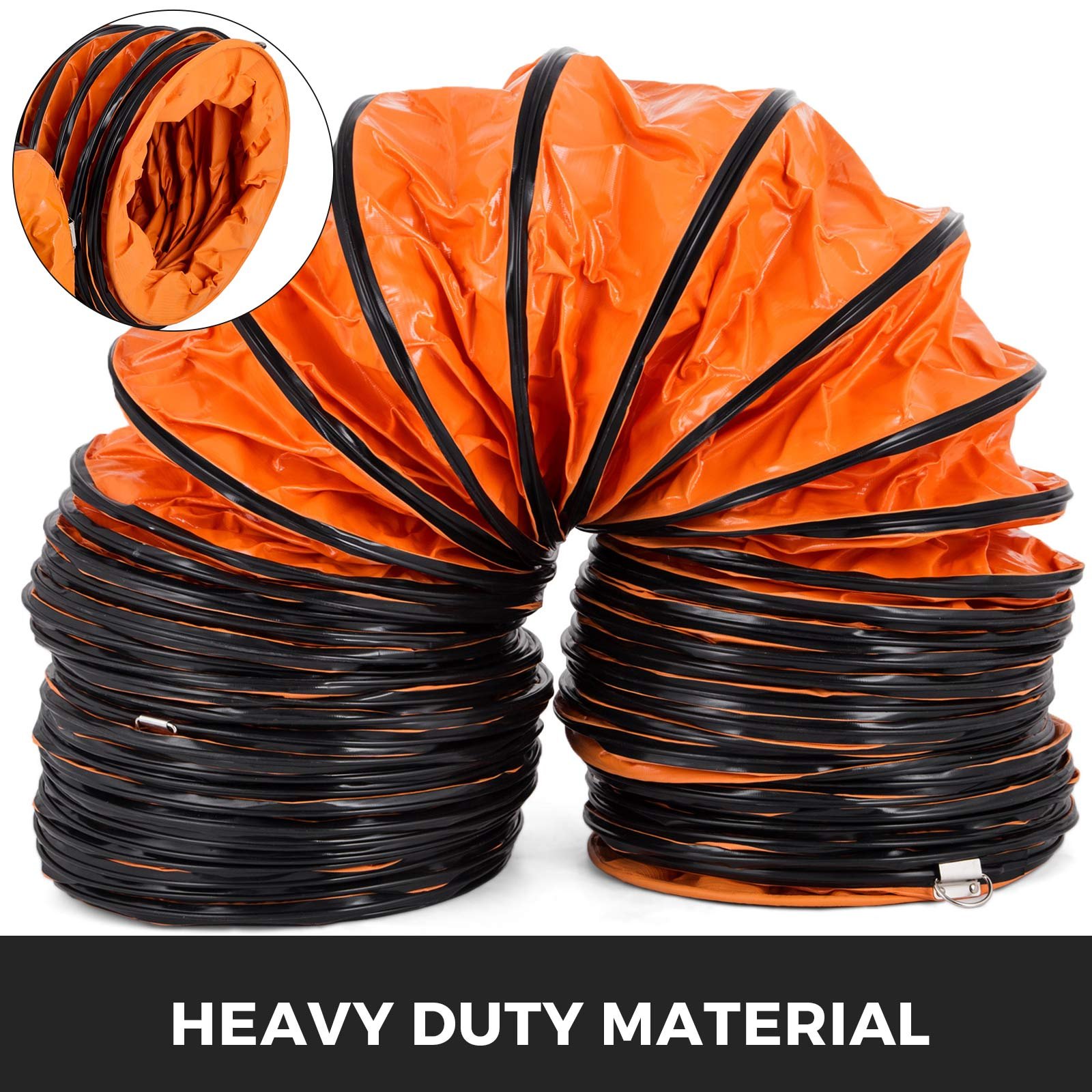 VEVOR 25ft Ducting Hose, PVC Flexible Duct Hosing with S Hook & Steel ...