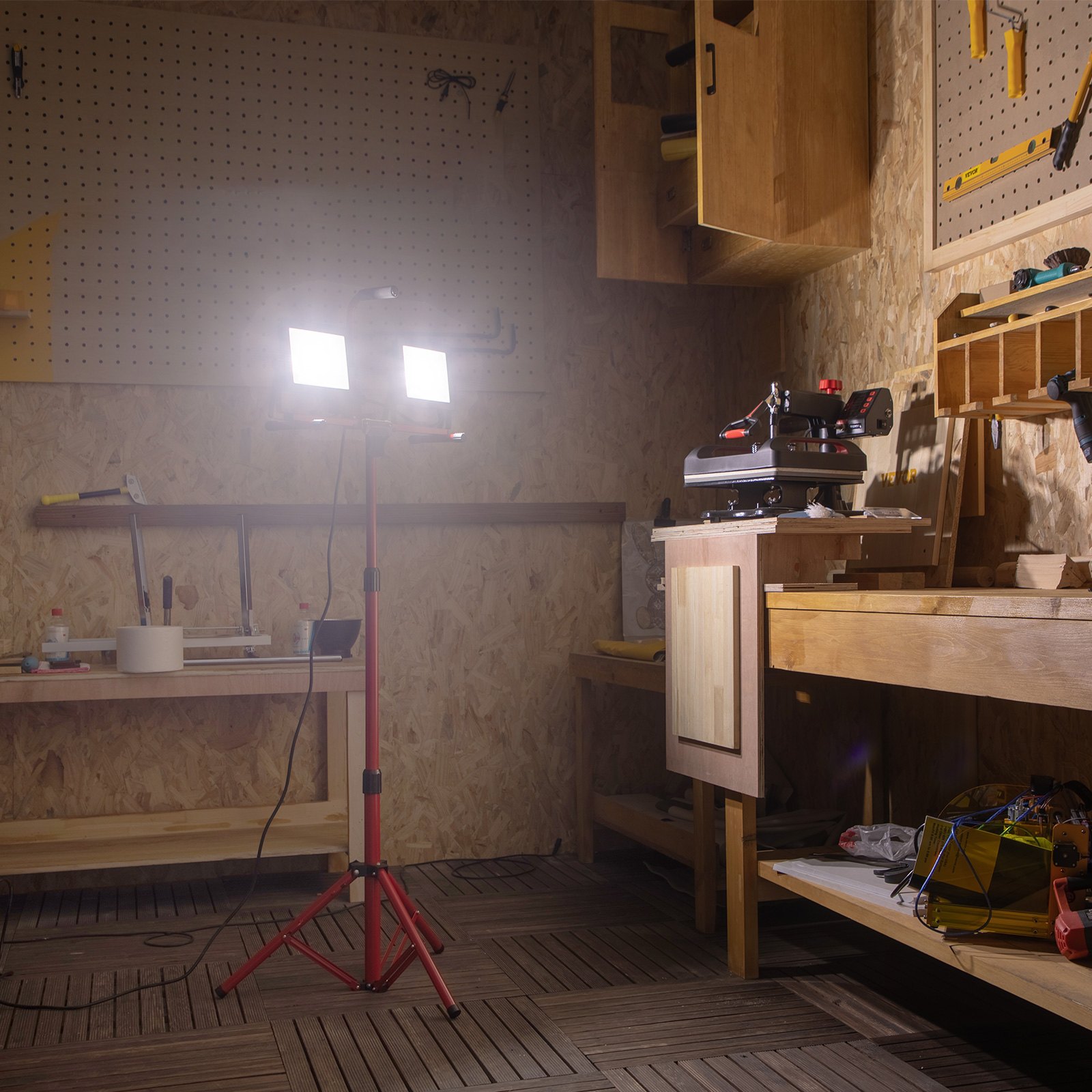 VEVOR LED Work Light with Stand, 2PCS 10000 Lumen Dual-head LED Work ...
