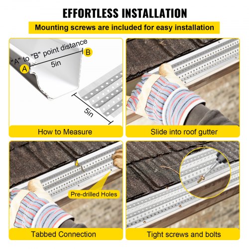 VEVOR Gutter Guards, 5" x 3' Each Gutter Covers System, 35 Packs 105 FT ...
