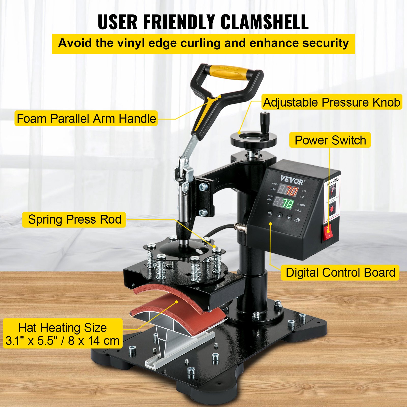 Hat Cap Heat Press 3.1"x5.5" Digital Clamshell Transfer Sublimation ...