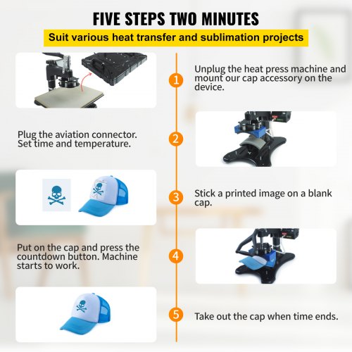 VEVOR Cap Press Pad 6x3in Hat Heat Press Attachment for Heat Press ...