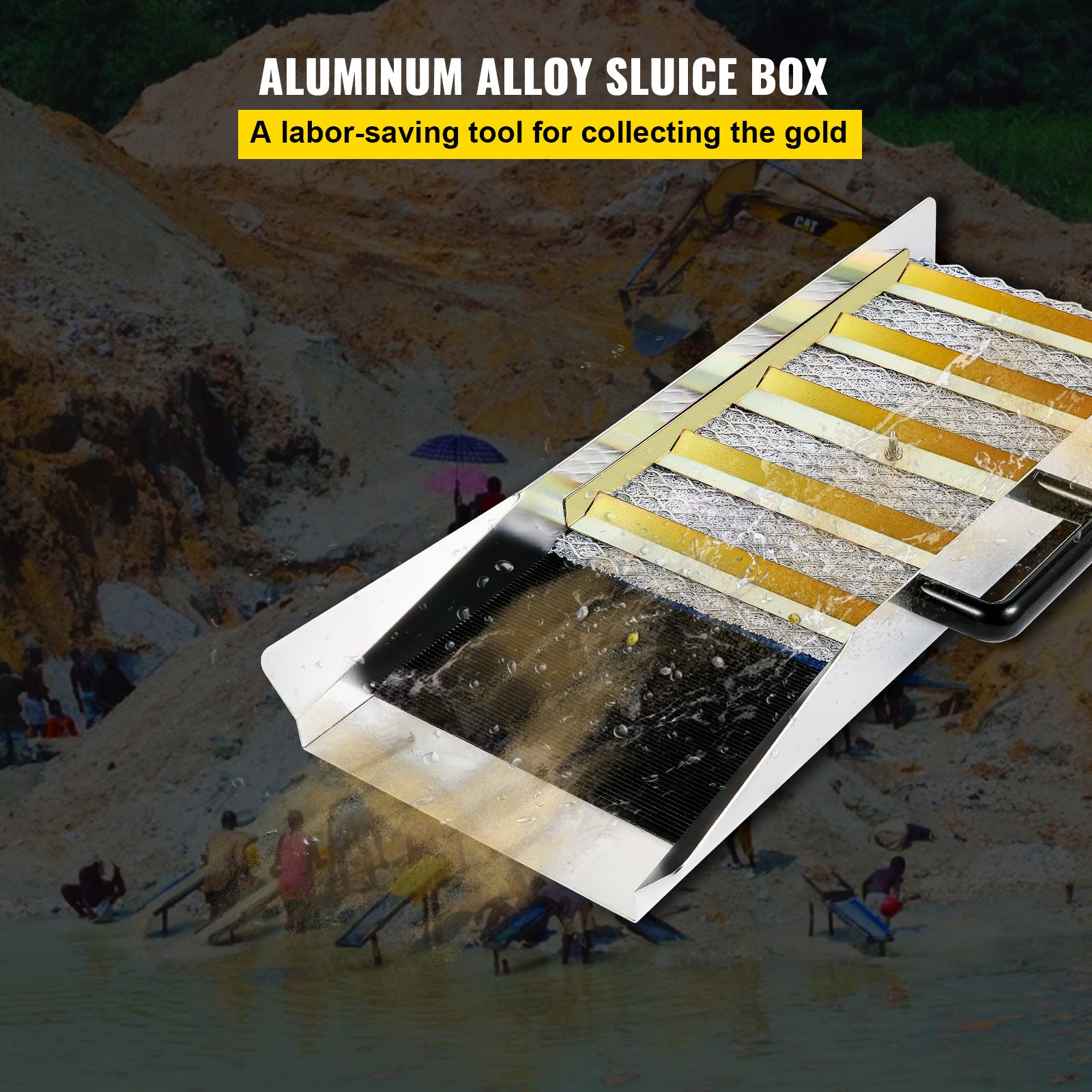 VEVOR Aluminum Alloy Sluice Box, Compact 24" Mini Sluice Boxes for Gold ...