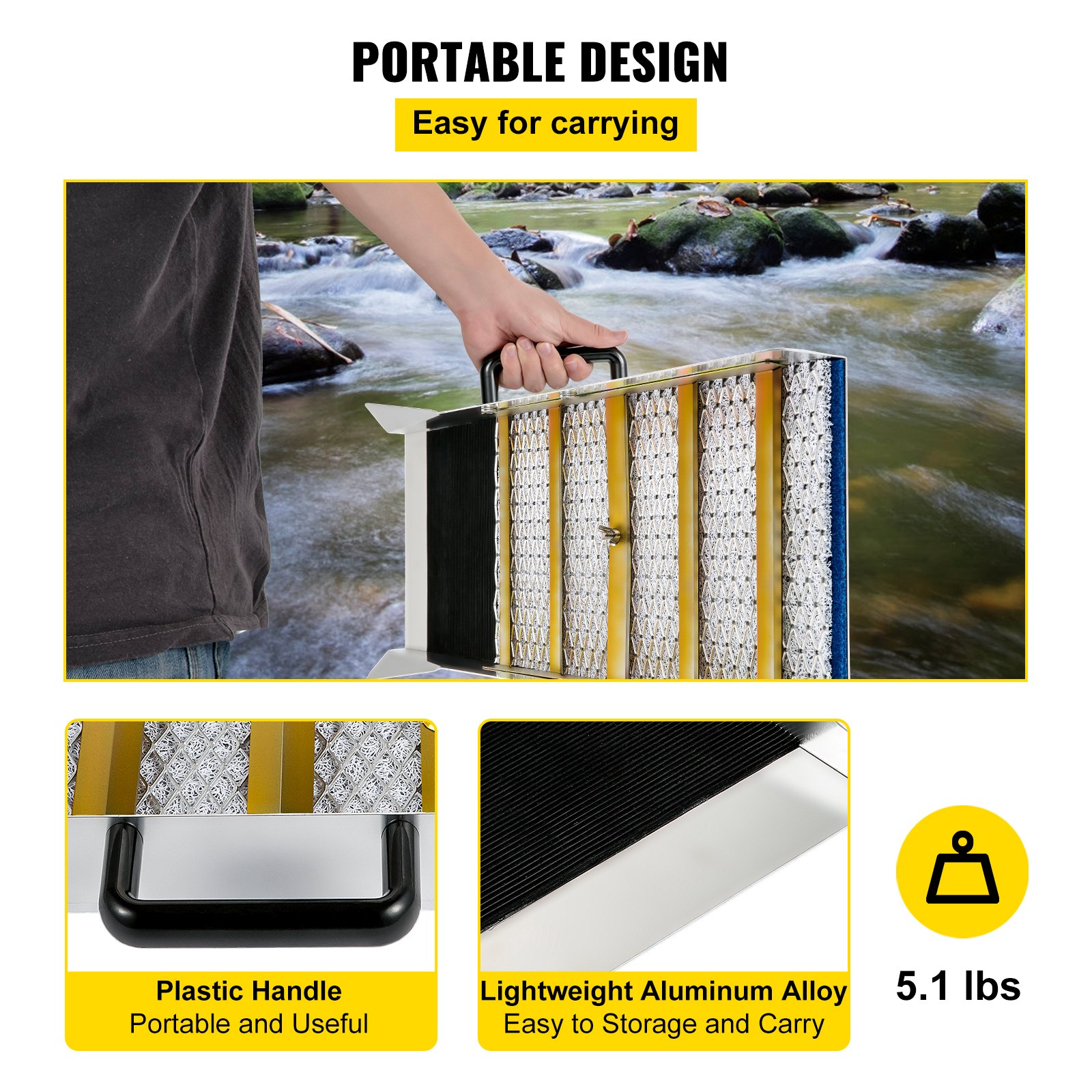 VEVOR Aluminum Alloy Sluice Box, Compact 24" Mini Sluice Boxes for Gold ...