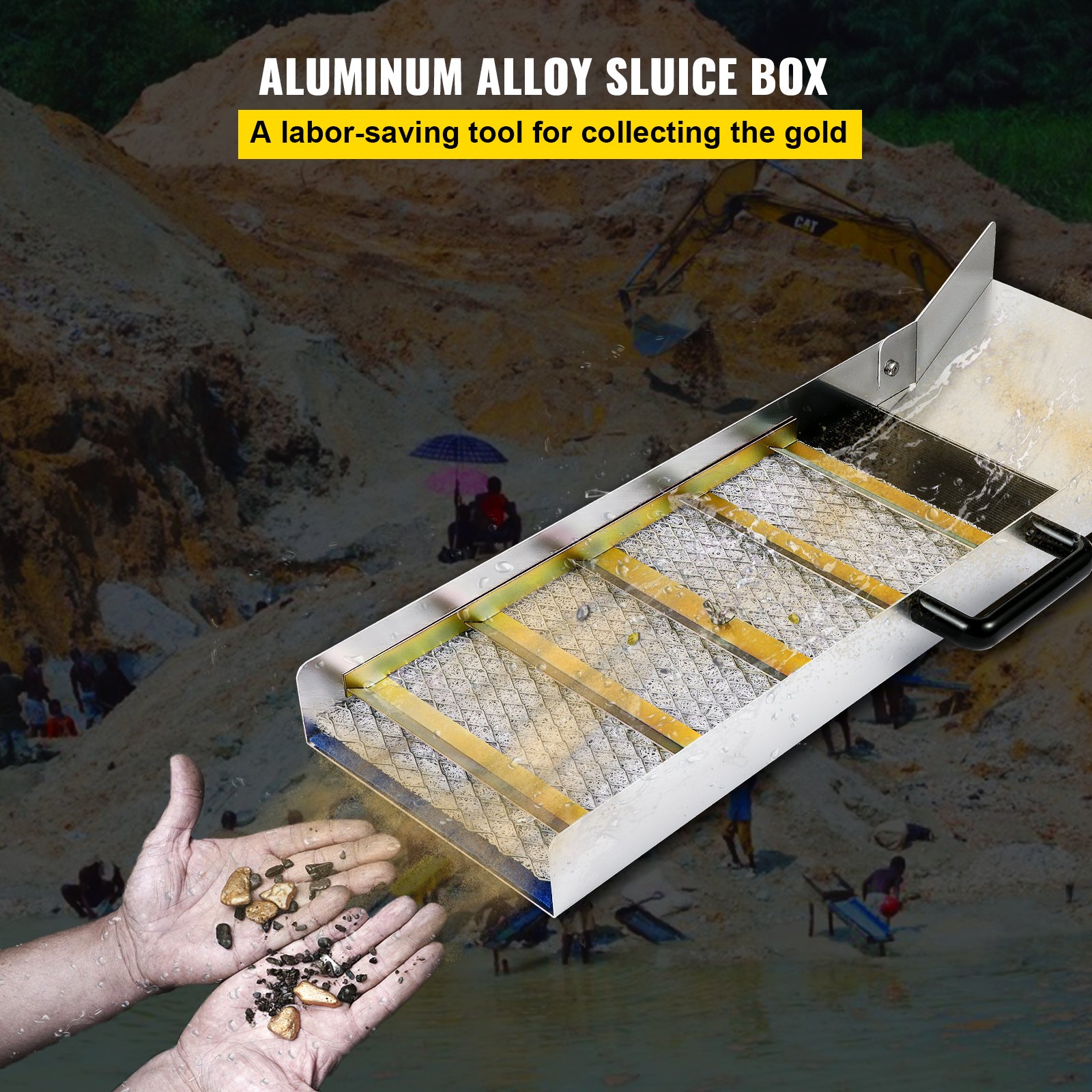 VEVOR 30" Aluminum Alloy Sluice Box for Gold Panning Prospecting W ...