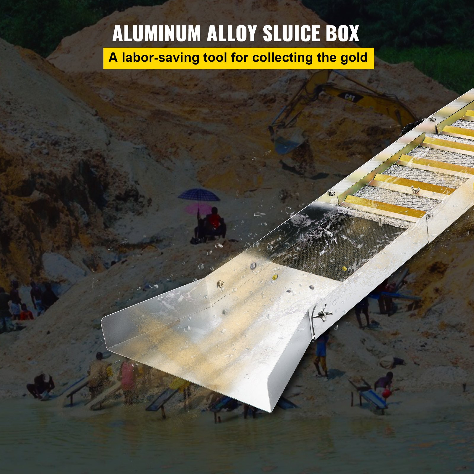 VEVOR Folding Aluminum Alloy Sluice Box, Compact 50" Sluice Boxes for ...