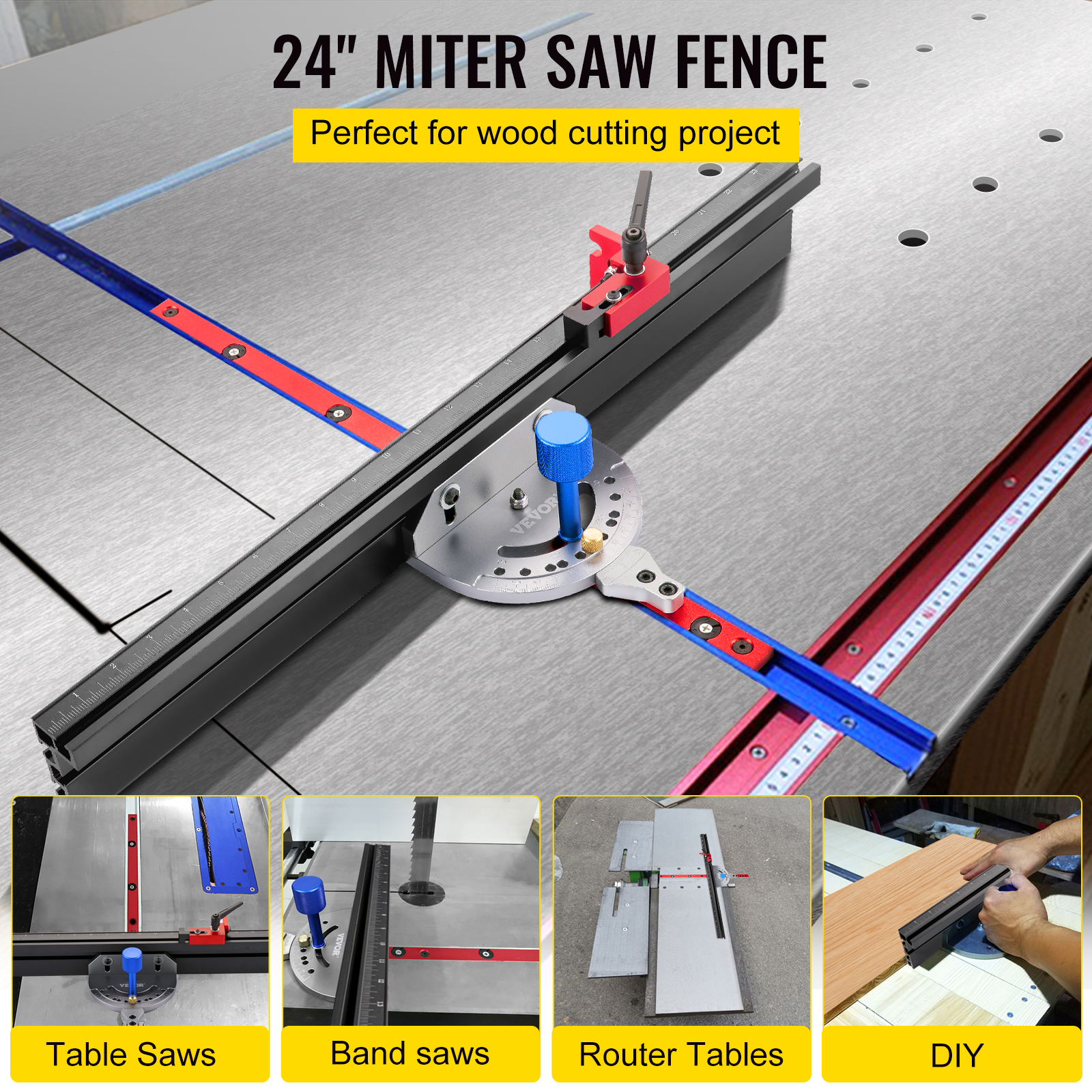 Vevor Table Saw Circular Router Miter Gauge 24" Woodworking Track Angle ...