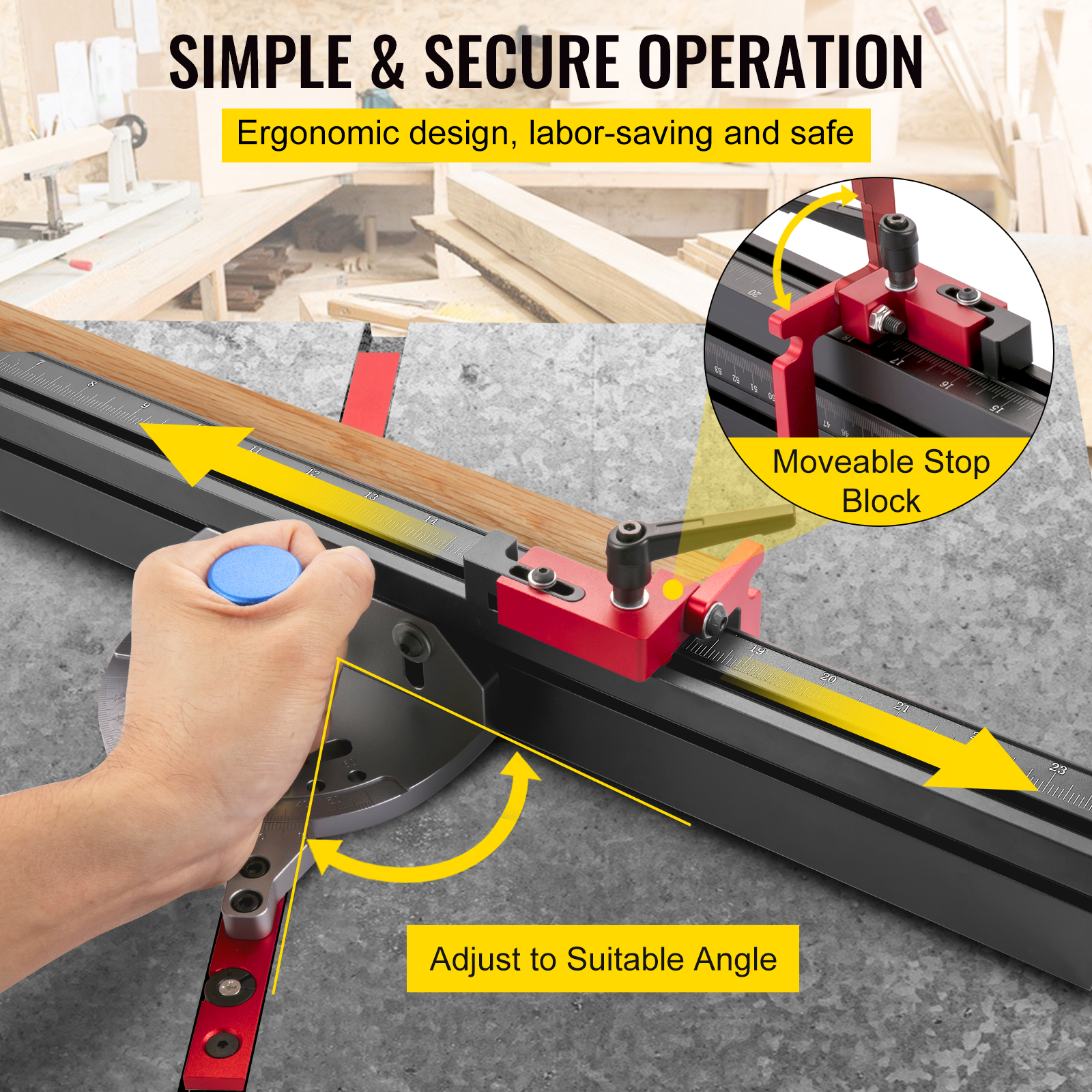 Vevor Table Saw Circular Router Miter Gauge 24" Woodworking Track Angle ...