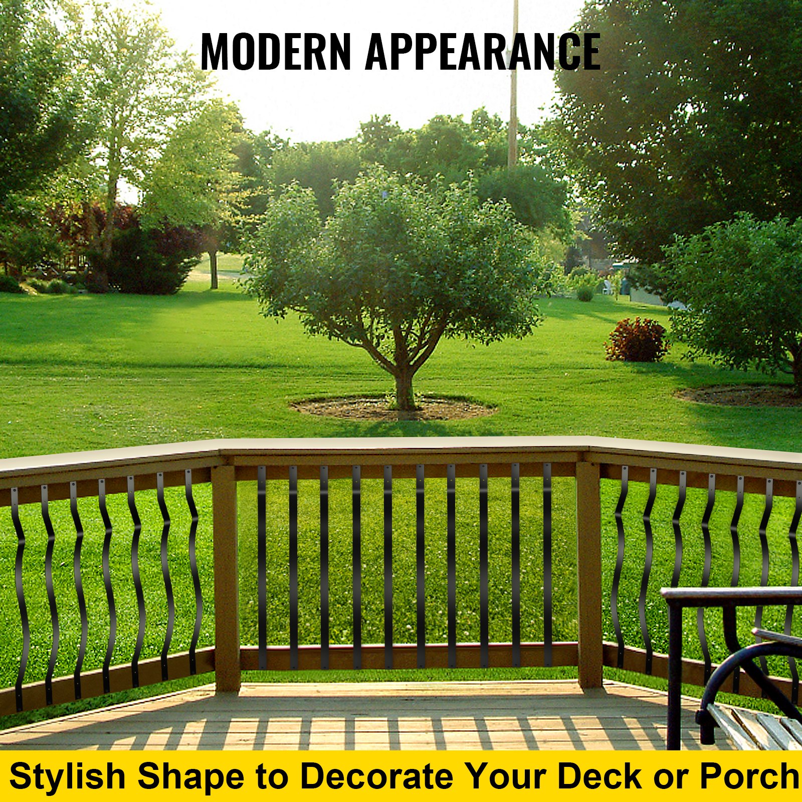 VEVOR Deck Balusters, 51 Pack Metal Deck Spindles, 32.25"x1" Staircase ...