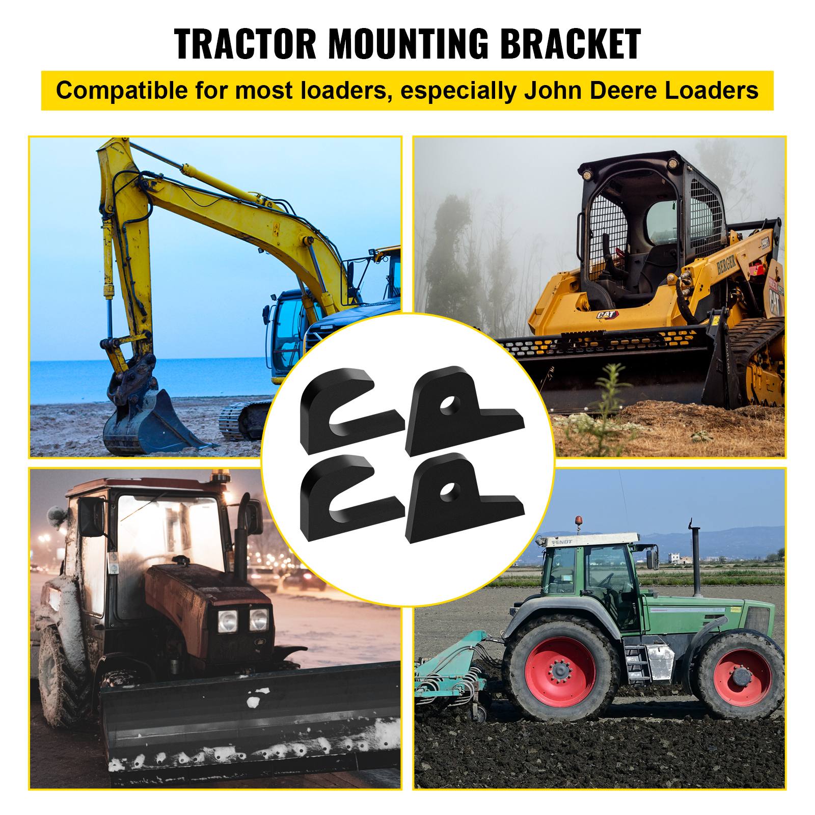 VEVOR Loader Bucket Forks 1 1/4" Thick Hook Brackets Tach Weld on ...
