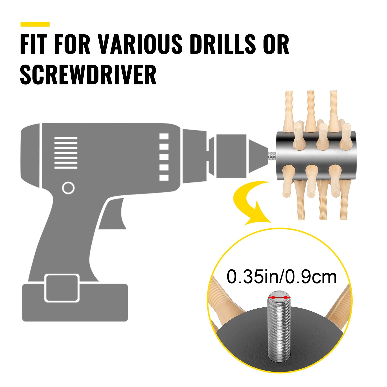 VEVOR Chicken Plucker Drill Attachment, Stainless Steel Drill Chicken ...
