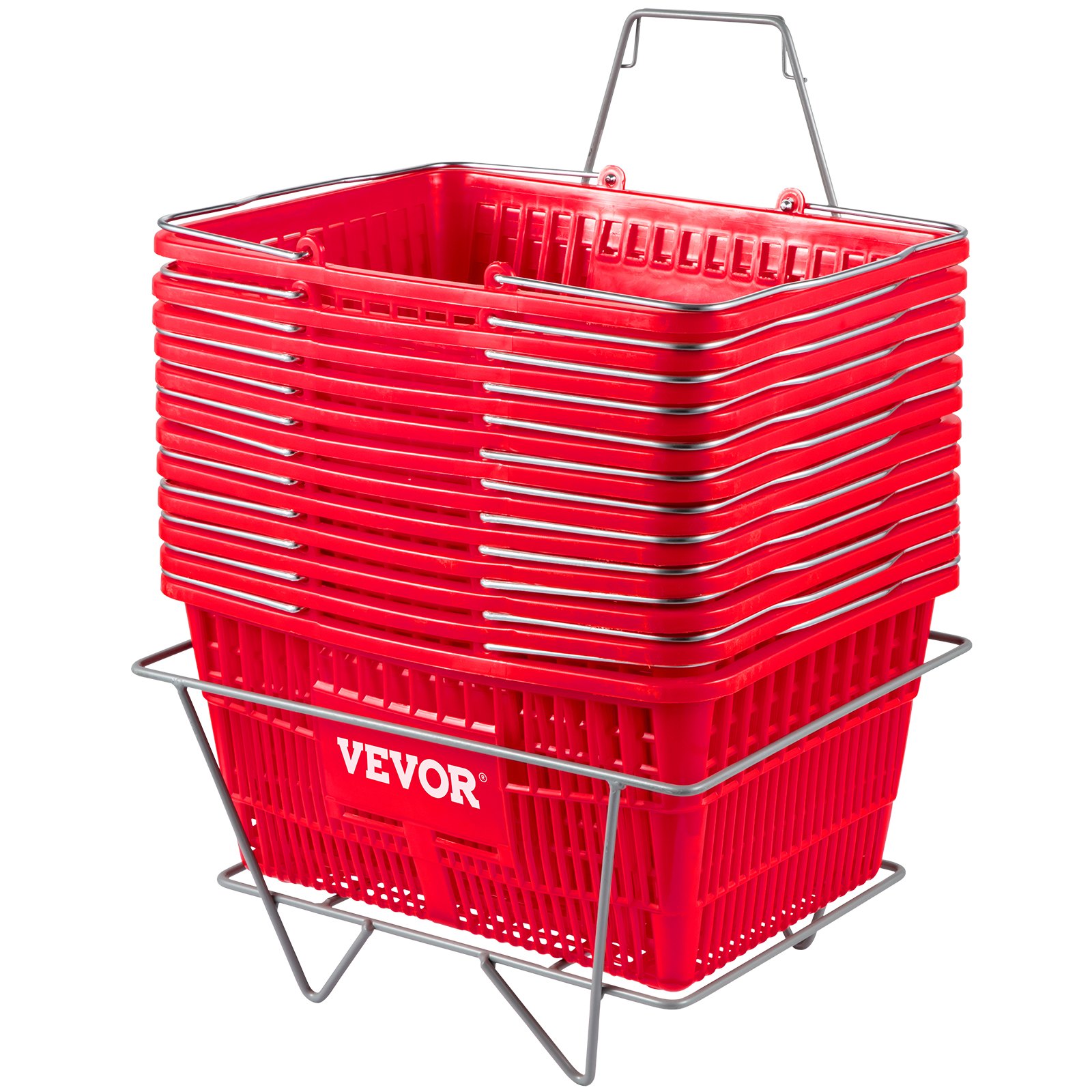 VEVOR Shopping Basket, Set of 12 Red, Durable PE Material with Handle ...