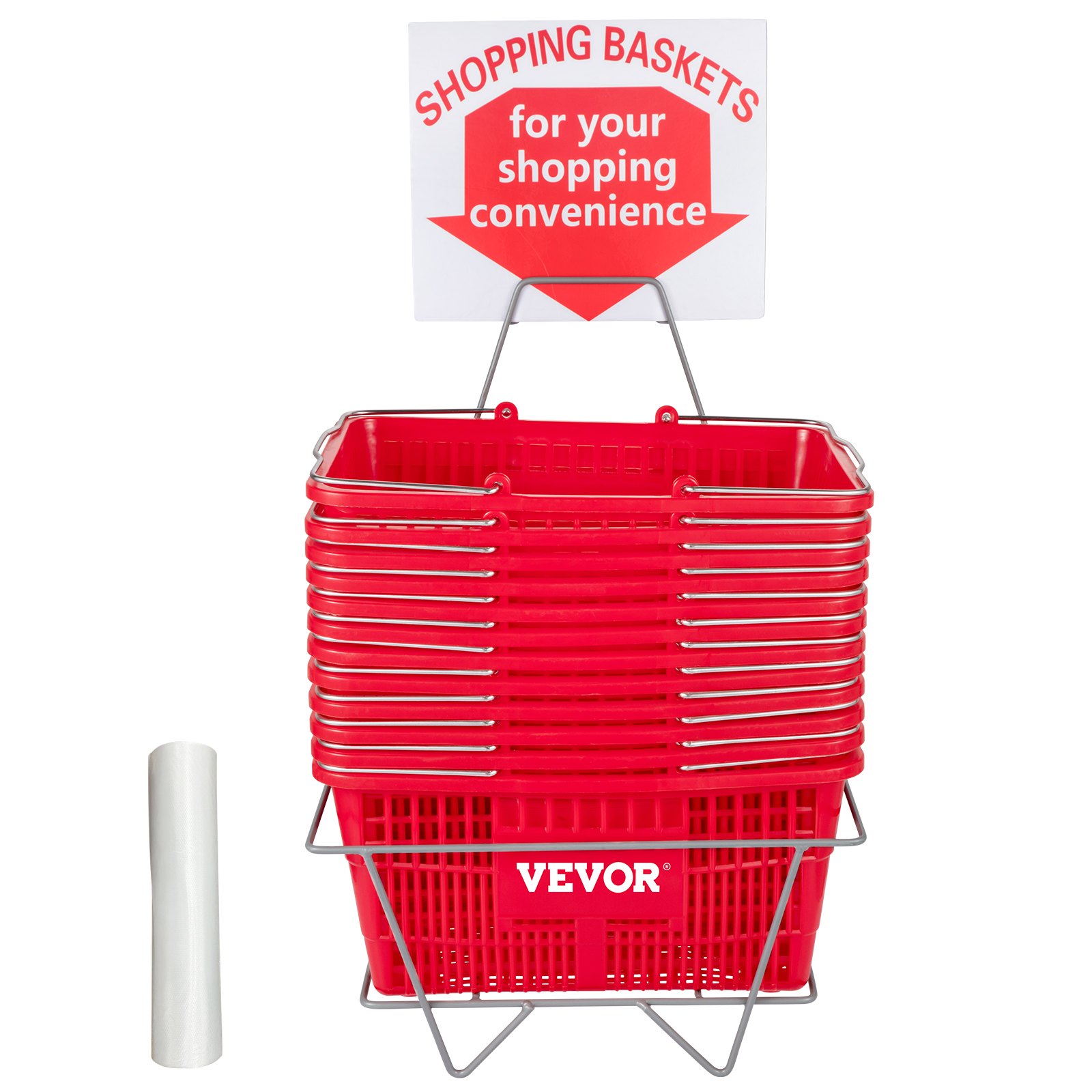 VEVOR Shopping Basket, Set of 12 Red, Durable PE Material with Handle ...