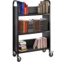 Book Cart Library Cart 200lb with Single Sided L-Shaped Sloped Shelves ...
