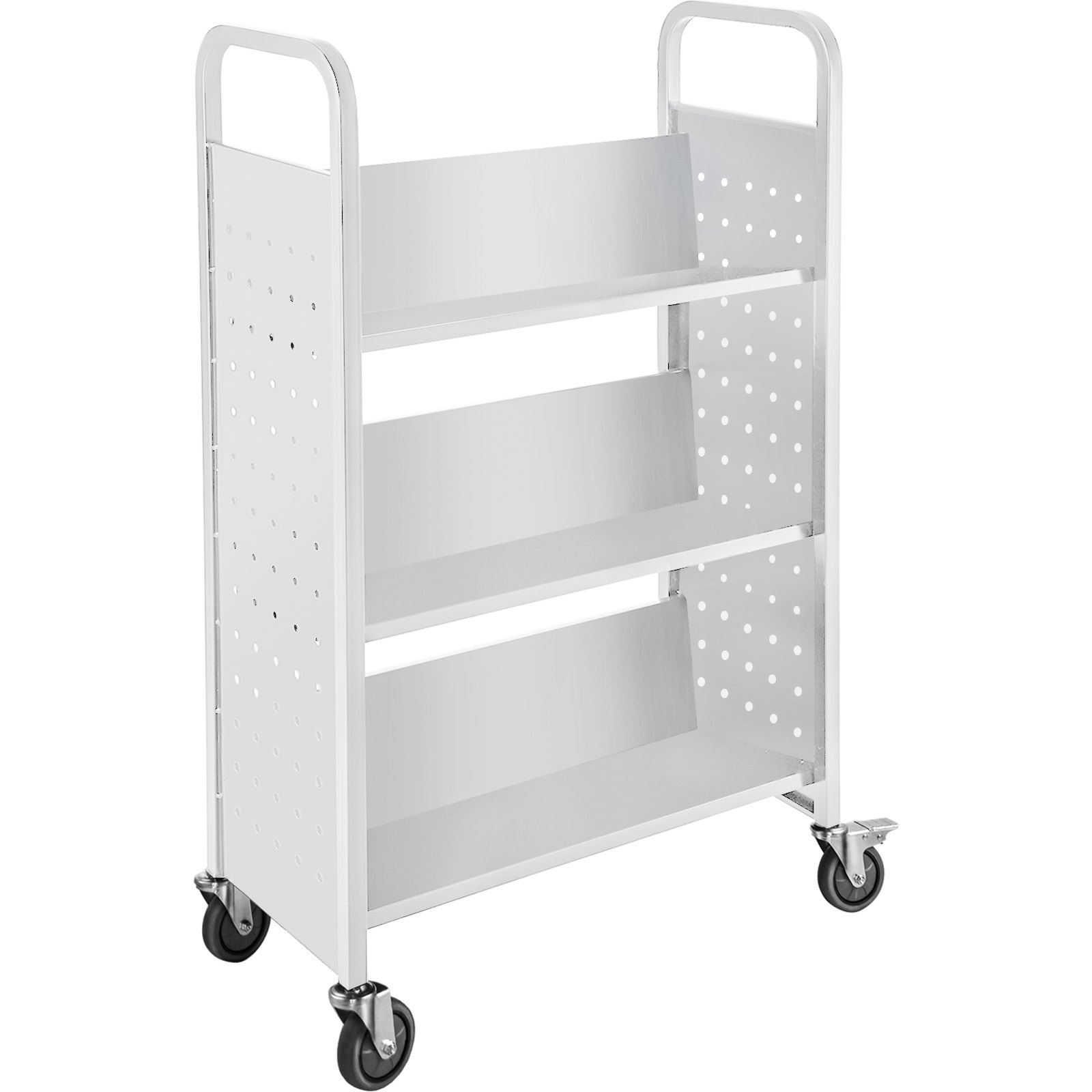 VEVOR Book Cart Library Cart 200 lbs Capacity with V-Shaped Shelves in ...
