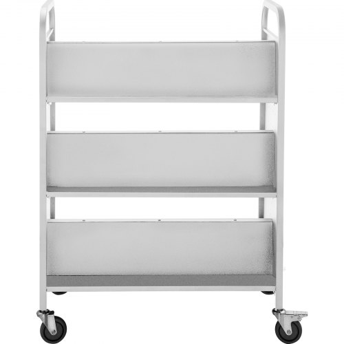 Book Cart Library Cart 200lb with Double Sided W-Shaped Sloped Shelves ...