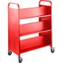 Book Cart Library Cart 200lb with Double Sided W-Shaped Sloped Shelves ...