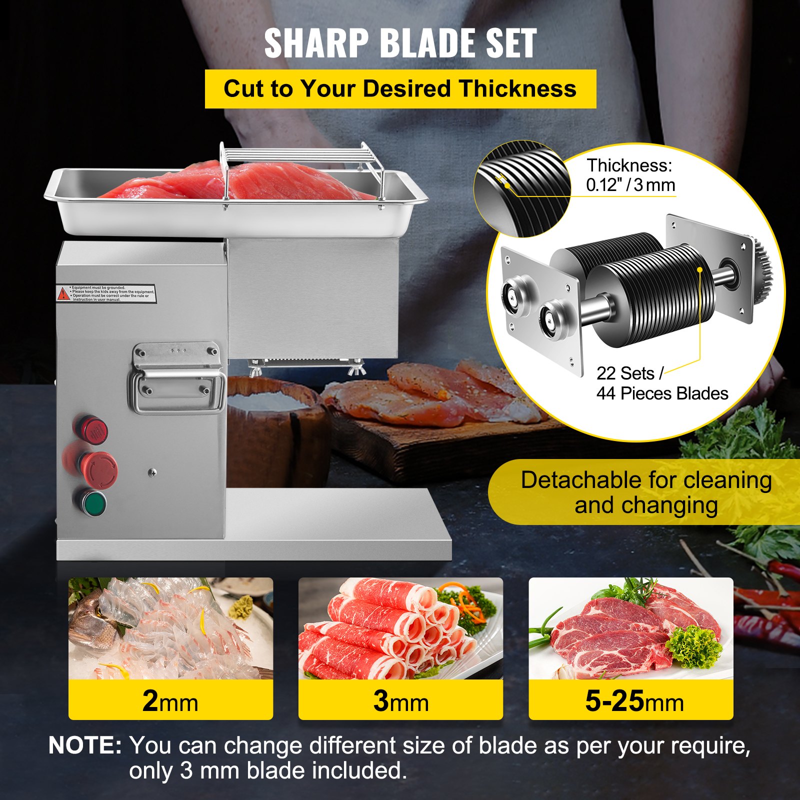 Vevor Commercial Meat Cutter Machine 1102 Lb H 3mm Stainless Steel With