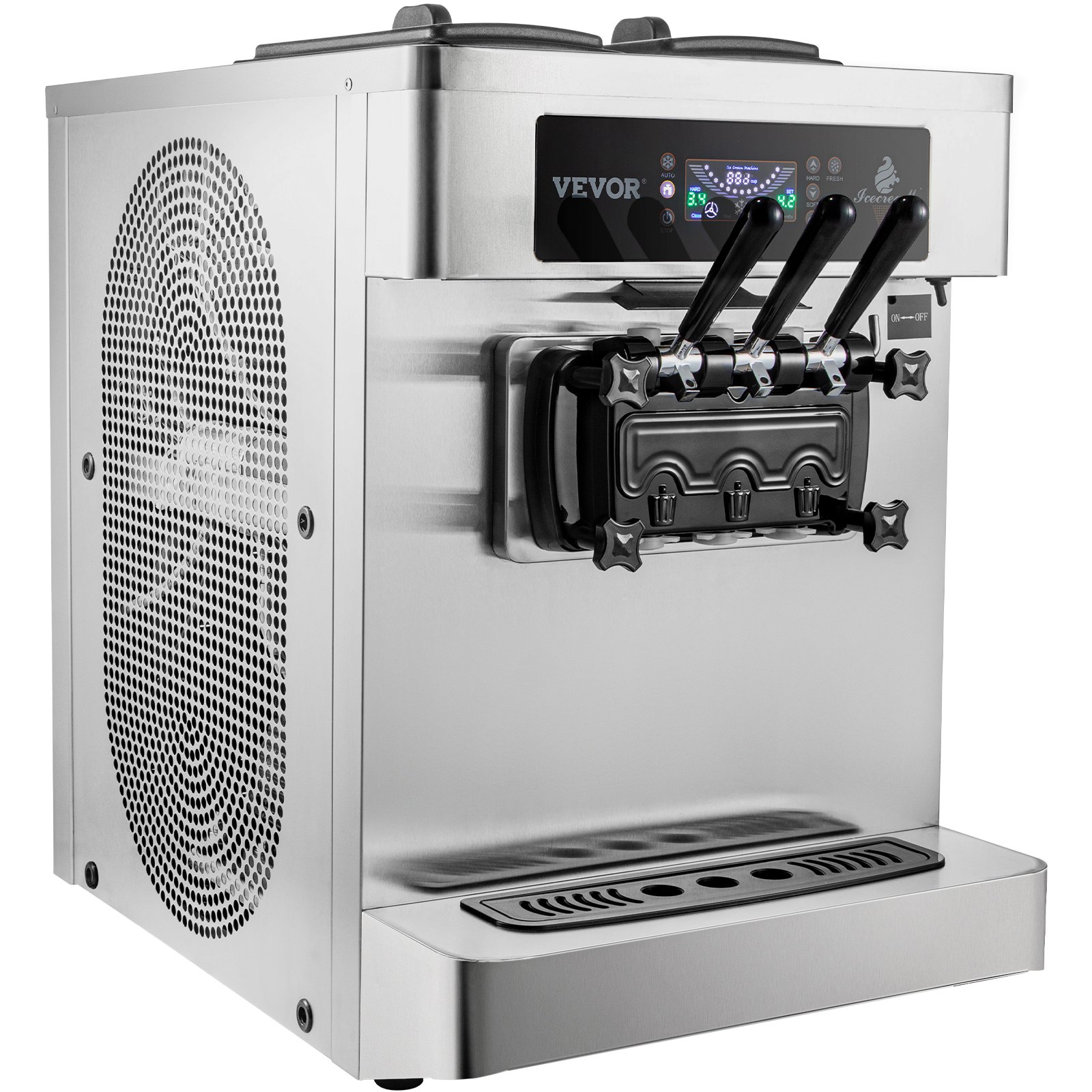 VEVOR Countertop Ice Cream Maker, 20-28L/H Yield, 2+1 Flavors Soft ...