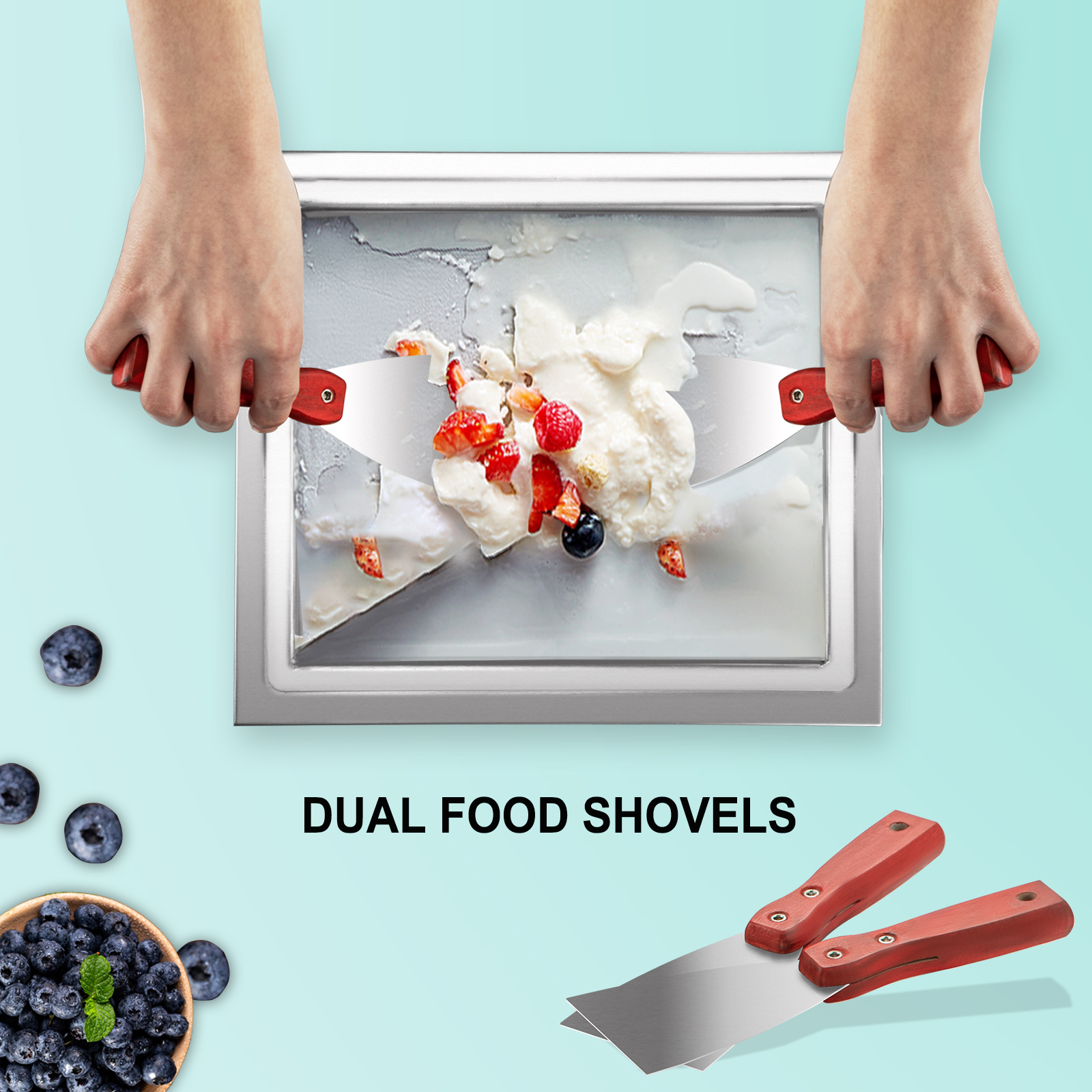 VEVOR Commercial Ice Roll Maker, Stir-Fried Ice Cream Roll Machine with ...