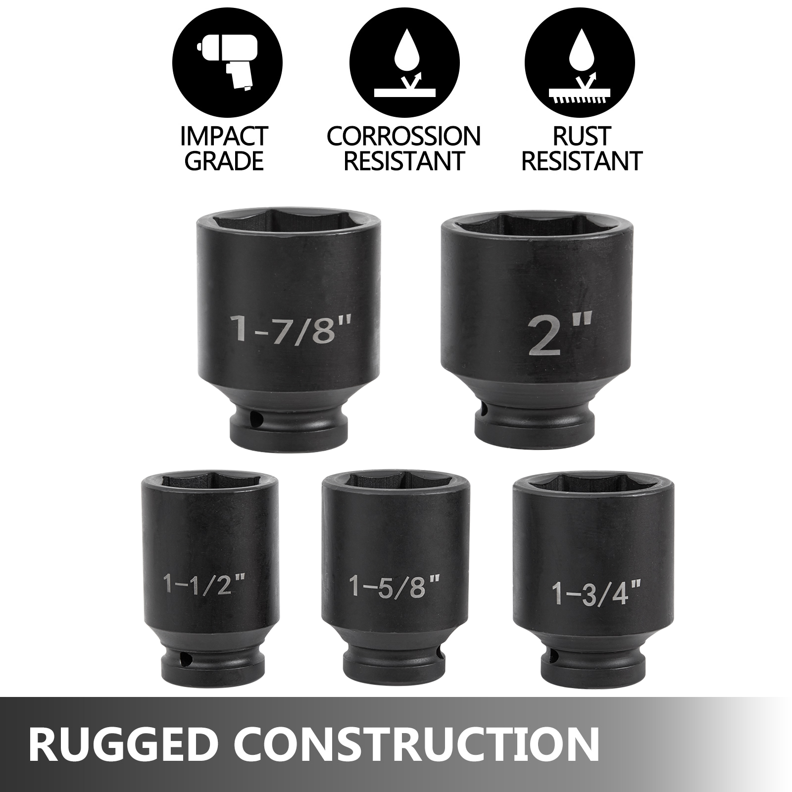 VEVOR Impact Socket Set 3/4 Inches 22 Piece Deep Impact Sockets, Socket ...