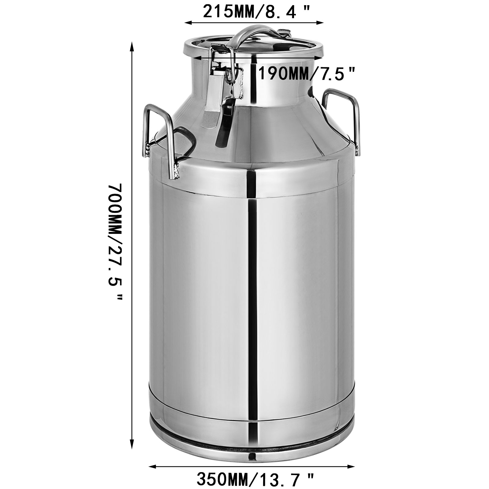 13.25 Gallon Stainless Steel Milk Can W/handle One Piece 50l Milk ...
