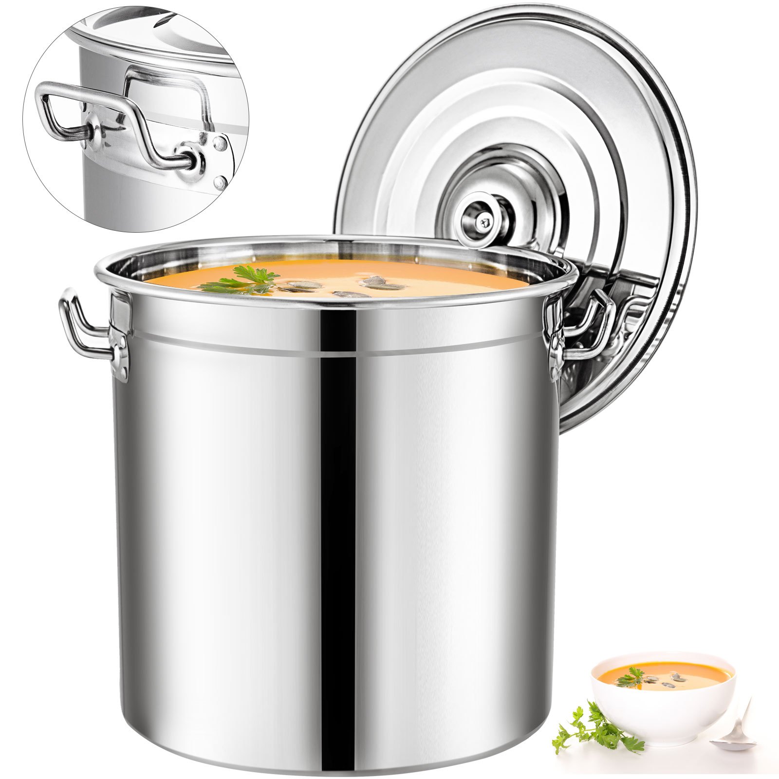 VEVOR Brew kettle Stockpot with Lid Stainless Steel Bot Brewing Home ...