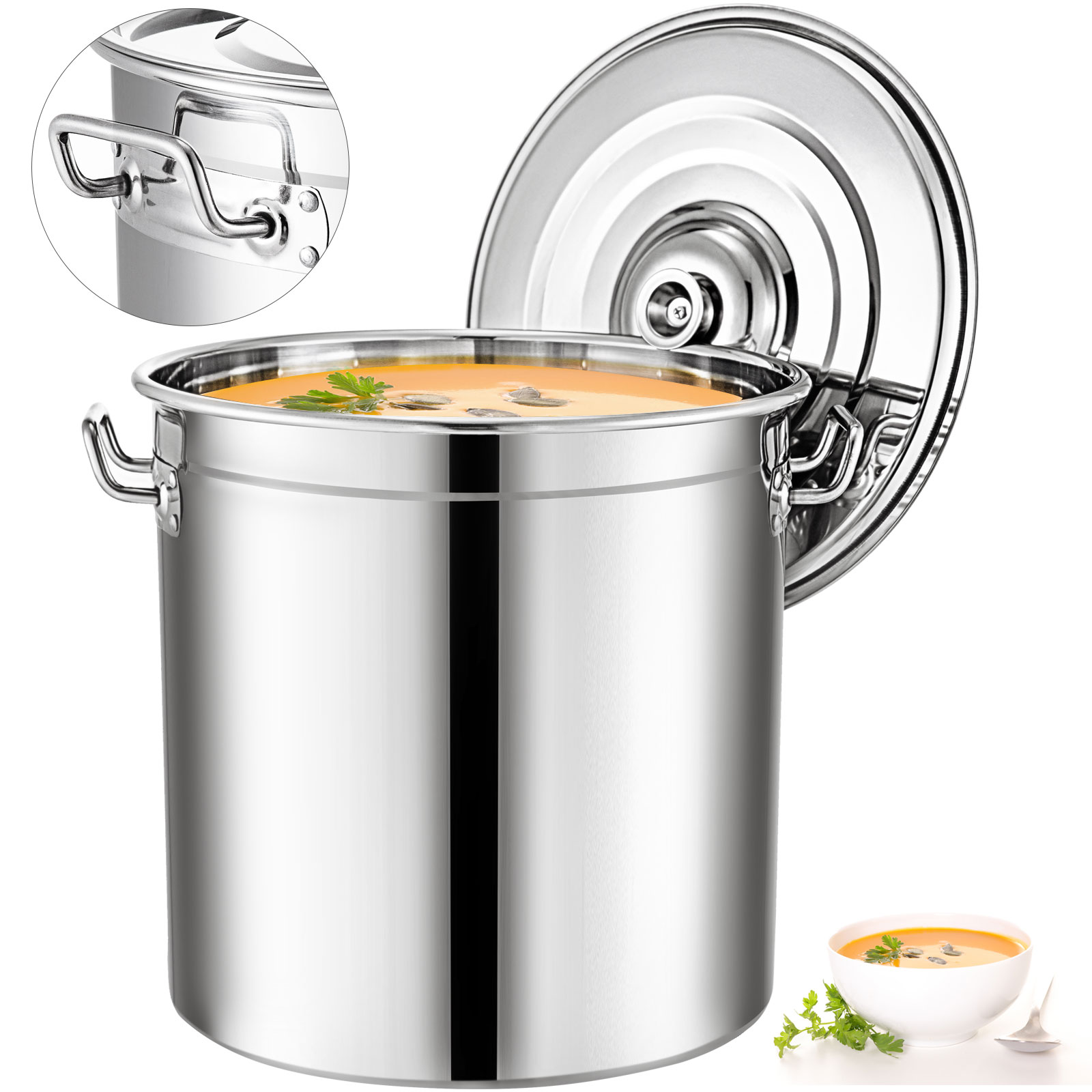 180qt Quart Heavy Duty Tri-ply Thick Base Stainless Steel Stock Pot W ...