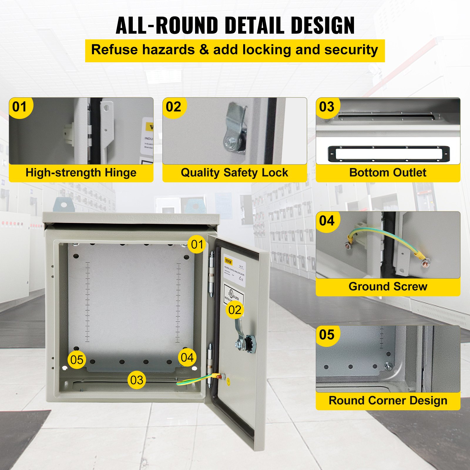 VEVOR Electrical Enclosure, 16'' x 16'' x 8'', UL Certified NEMA 4 ...