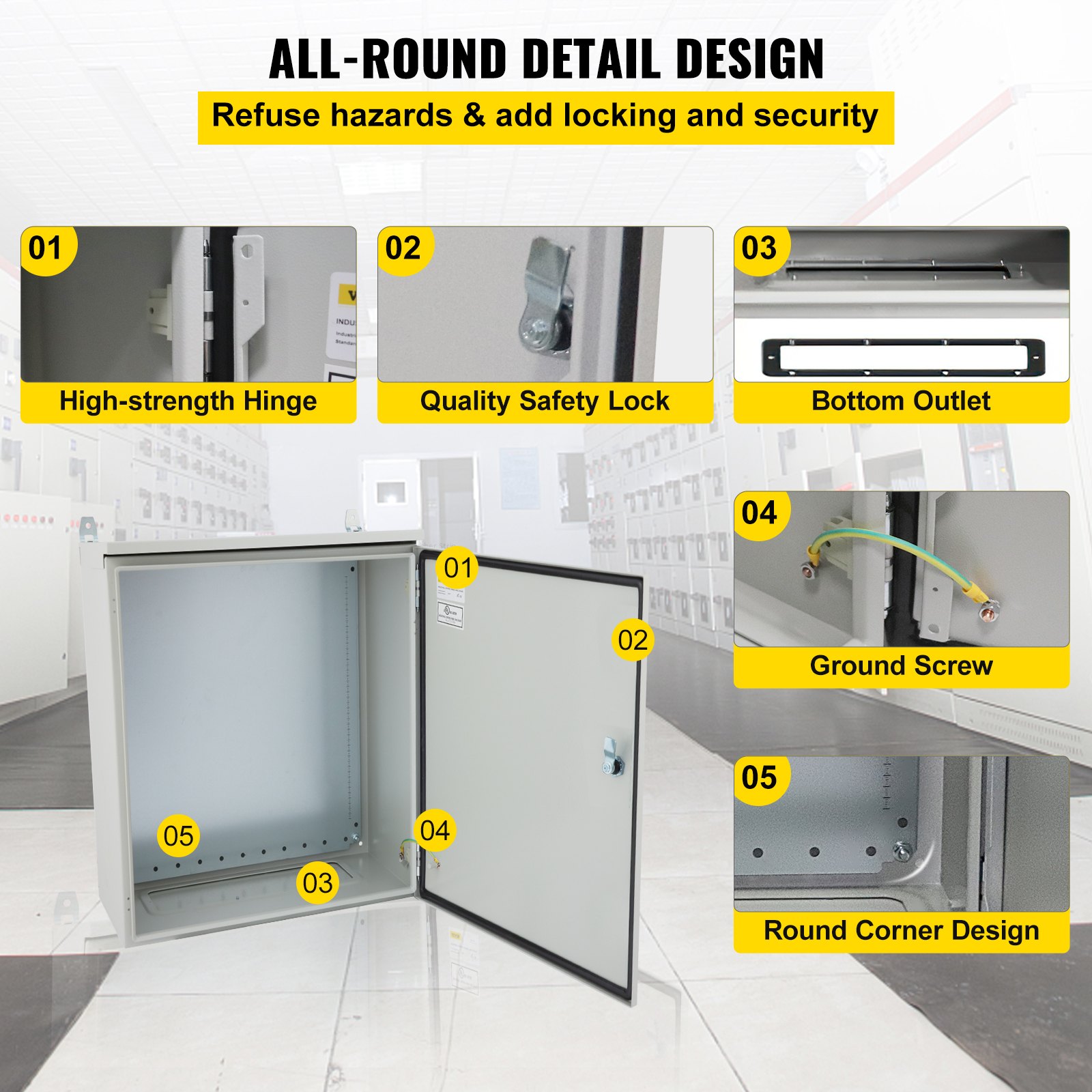VEVOR Electrical Enclosure, 20'' x 16'' x 10'', UL Certified NEMA 4 ...