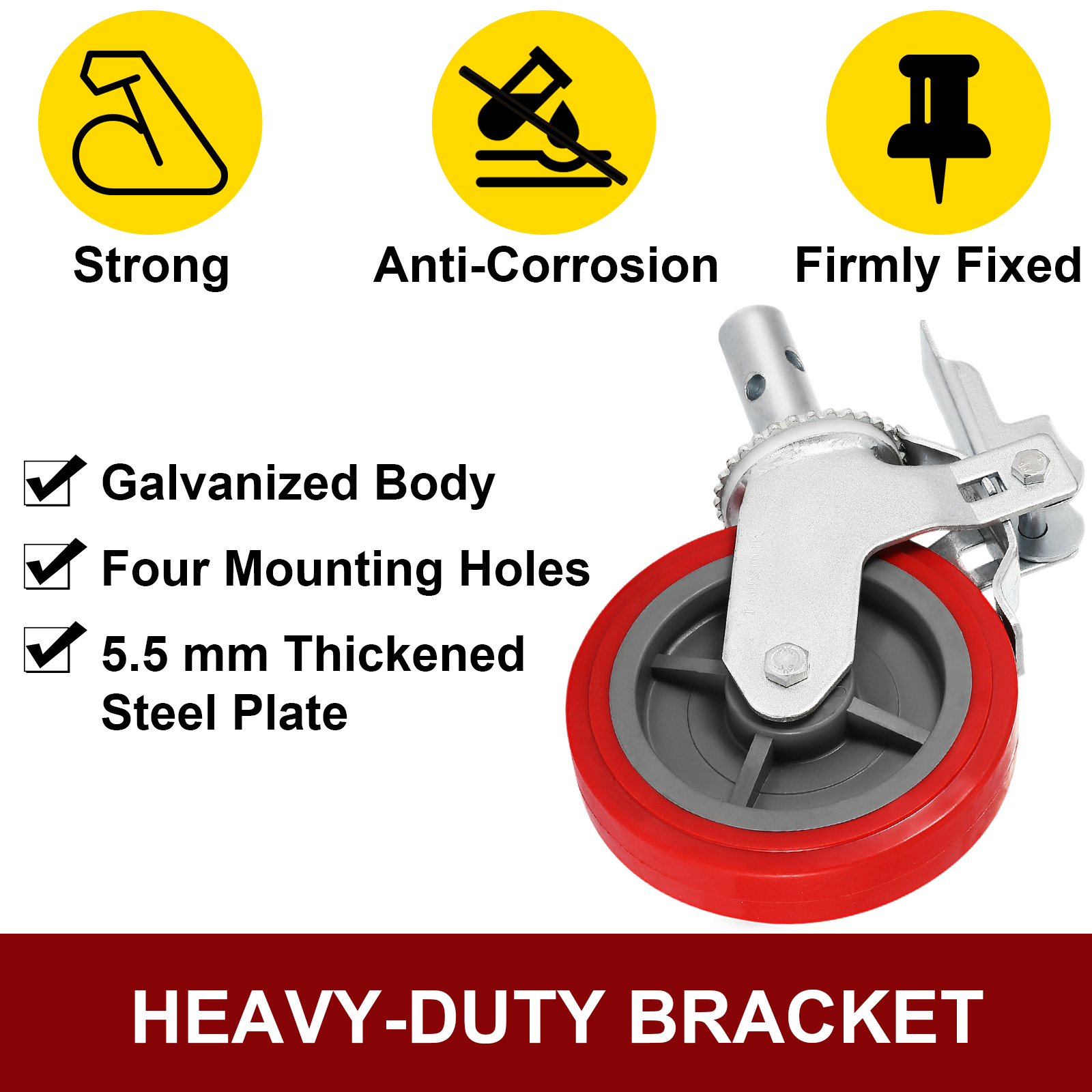 Scaffold Scaffolding Casters 8" X 2" Set Of 4 Locking Polyurethane ...