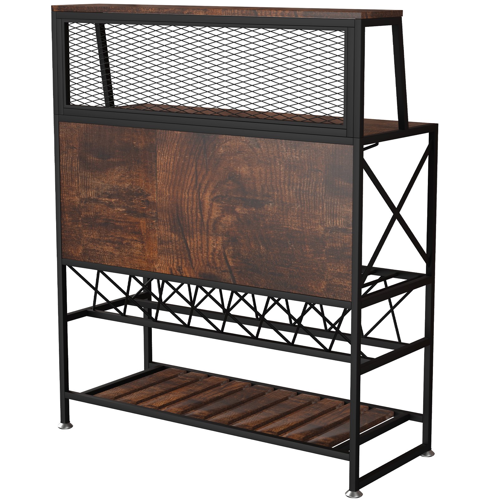 VEVOR Wine Rack Home Bar Table, Industrial Liquor Storage Cabinets with ...