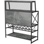 VEVOR Wine Rack Home Bar Table, Industrial Liquor Storage Cabinets with ...