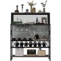 VEVOR Wine Rack Home Bar Table, Industrial Liquor Storage Cabinets with ...