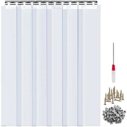 VEVOR Plastic Curtain, 3ft Width x 7ft Height Plastic Strip Curtain ...