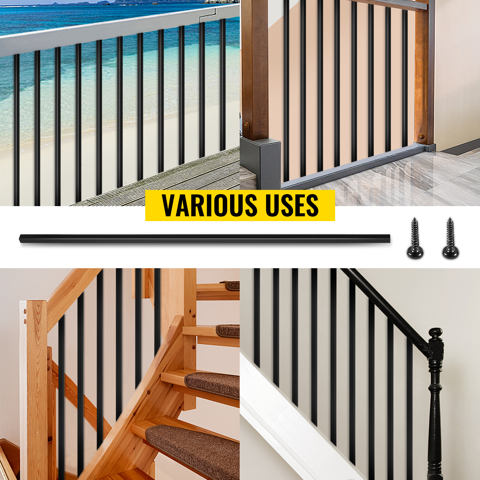 VEVOR Deck Balusters, 16 Pack Metal Deck Spindles, 44"x0.5" Staircase ...