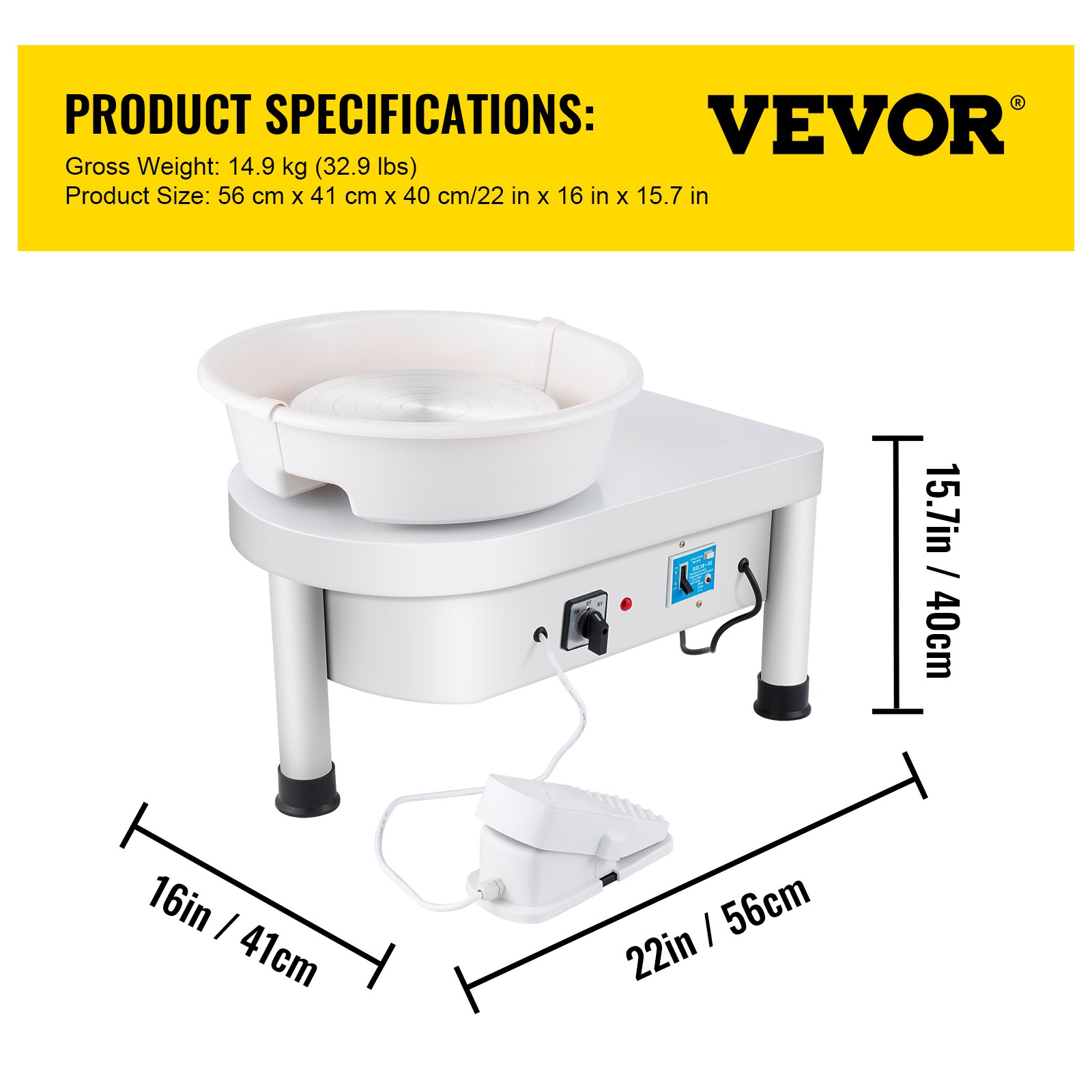 VEVOR Vevor 280w Electric Pottery Wheel Machine 25cm W/ Detachable ...