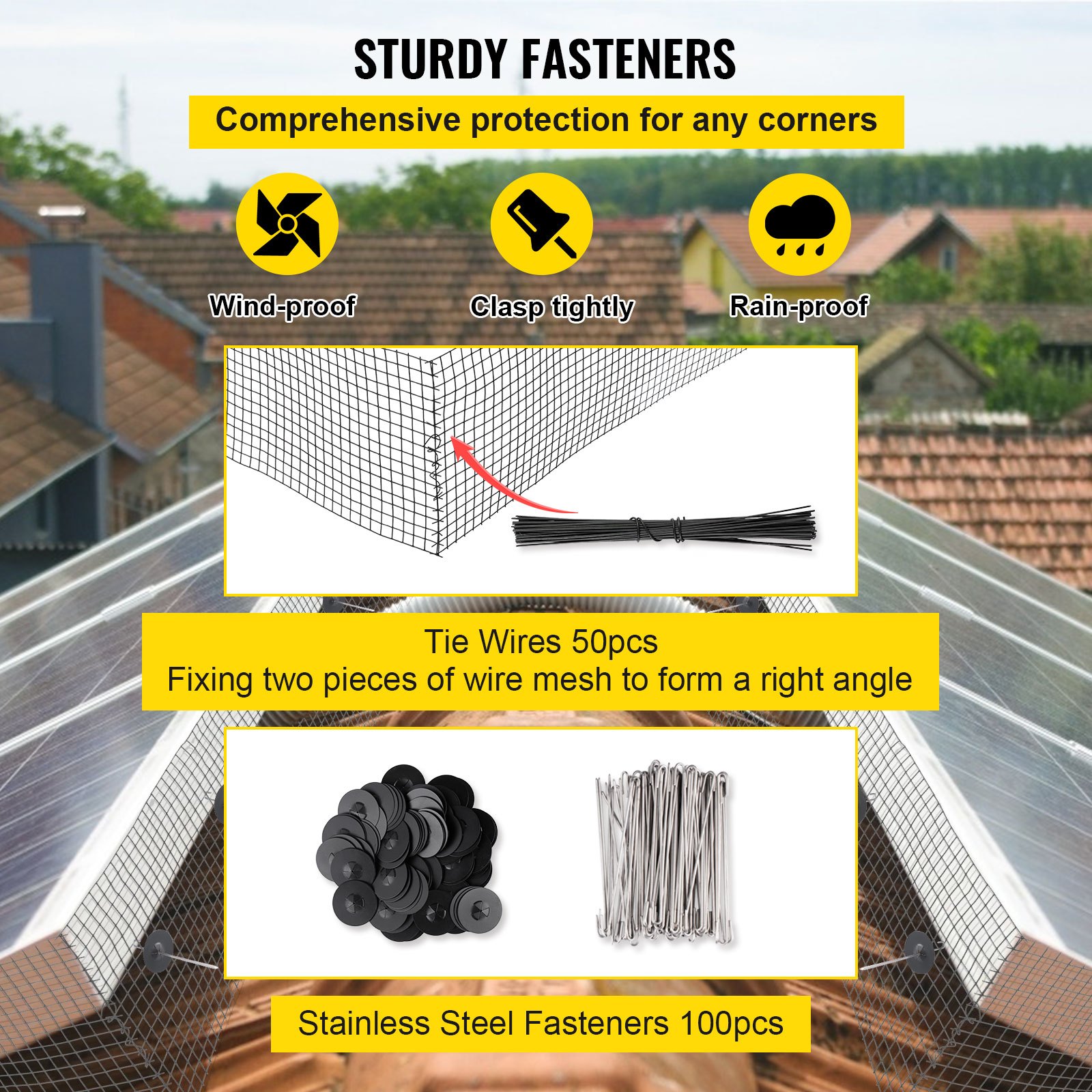 VEVOR VEVOR Solar Panel Wire Mesh Critter Guard Kit 20cm x 30m PVC w ...
