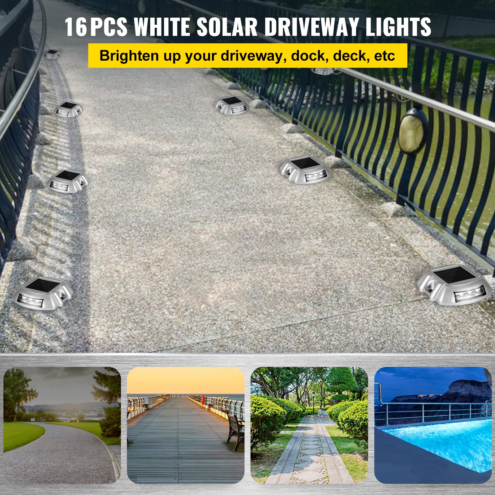 Solar Led Pathway Driveway Lights Waterproof Road Decoration Casting ...