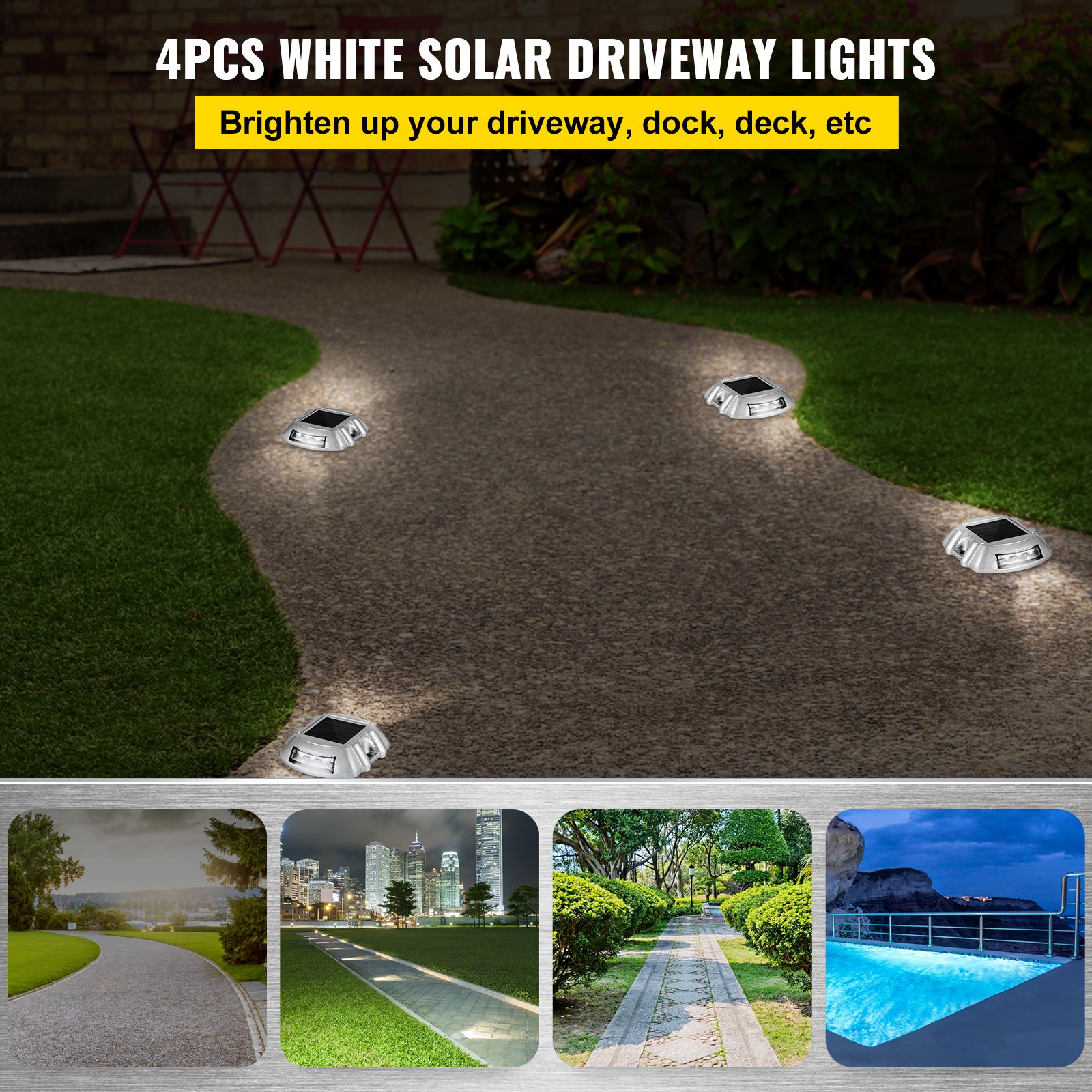 Driveway Lights, Solar Driveway Lights 4-packs, For Garden Walkway ...