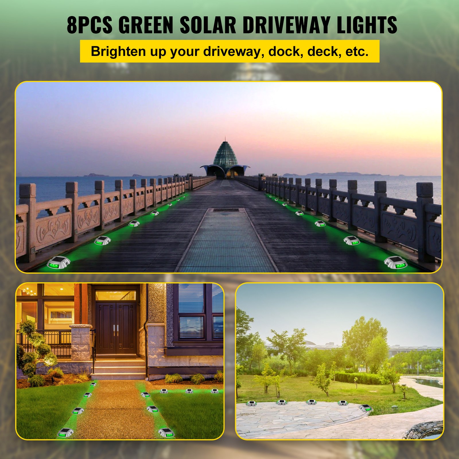 8 Pcs Solar Led Marker Lights Safety Light For Pathway Driveway Dock ...