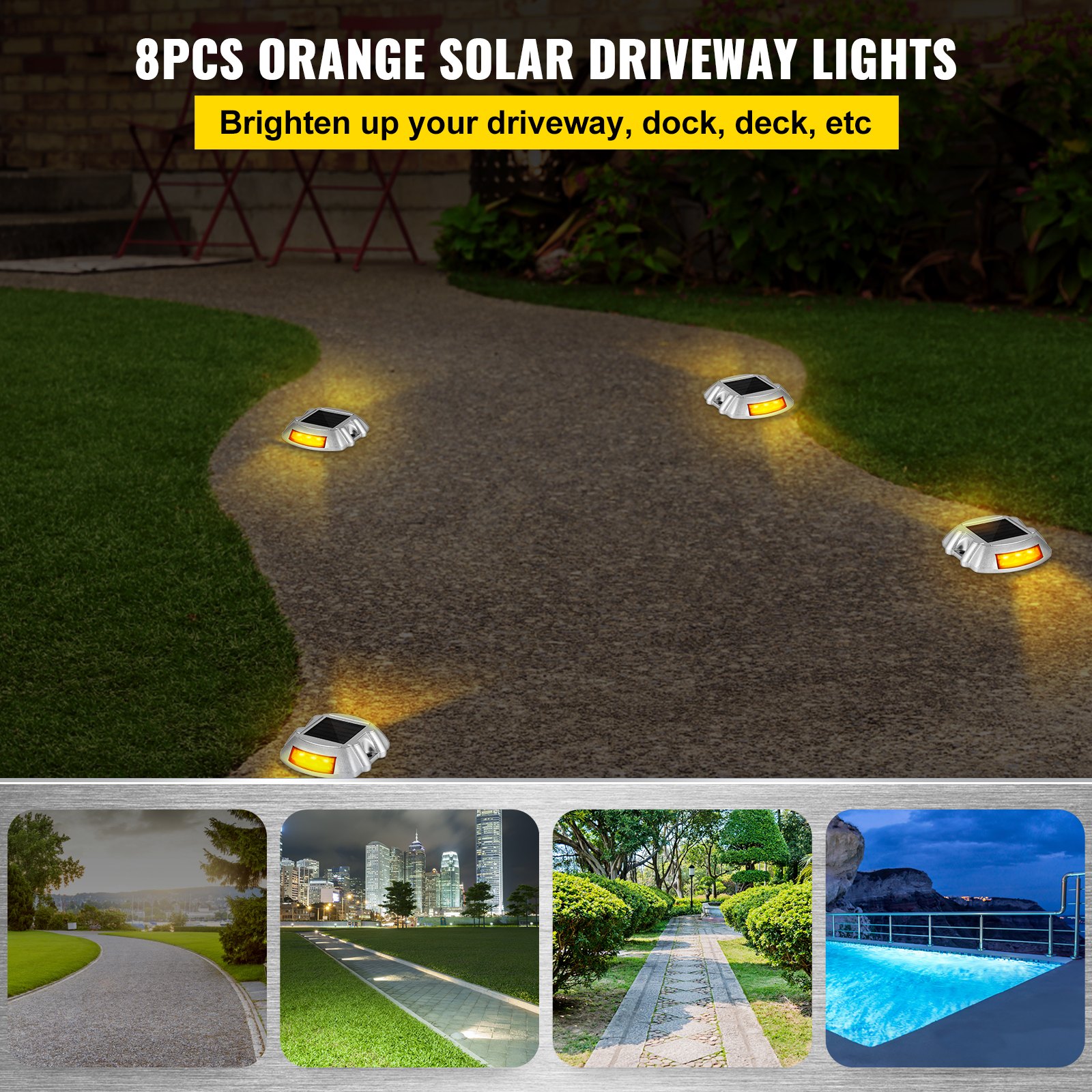 Solar Led Pathway Driveway Lights Road Decoration Yard Garden Anti ...