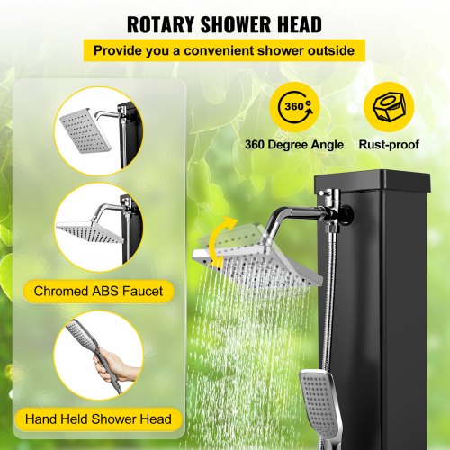 Vevor Solar Heated Shower Poolside Shower 10.6gal 7ft Shower W/360 ...