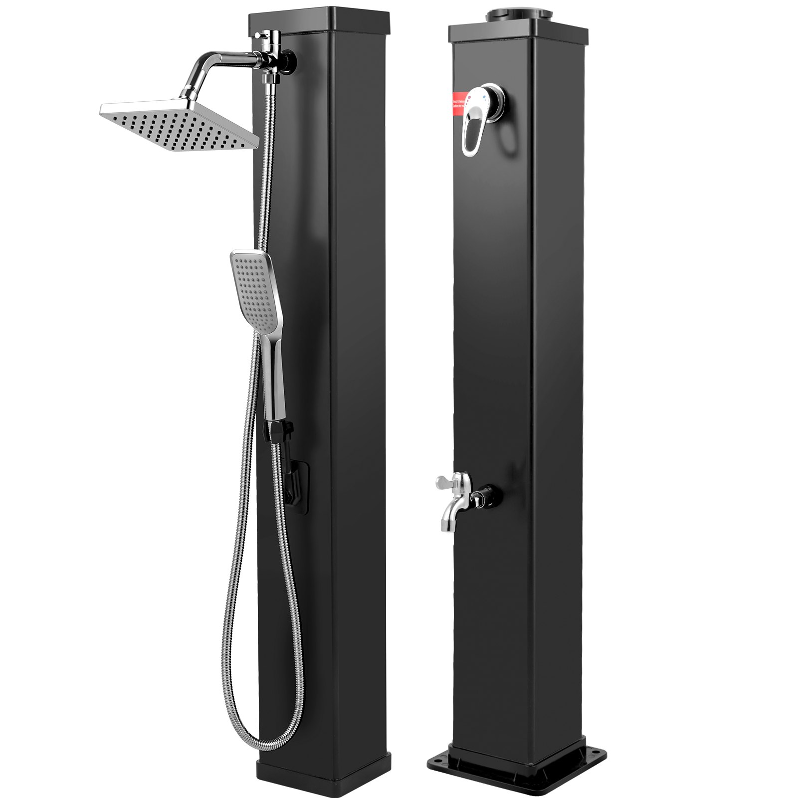 VEVOR Solar Heated Shower, 10.6Gal Outdoor Solar Shower Black, 7FT Pool ...